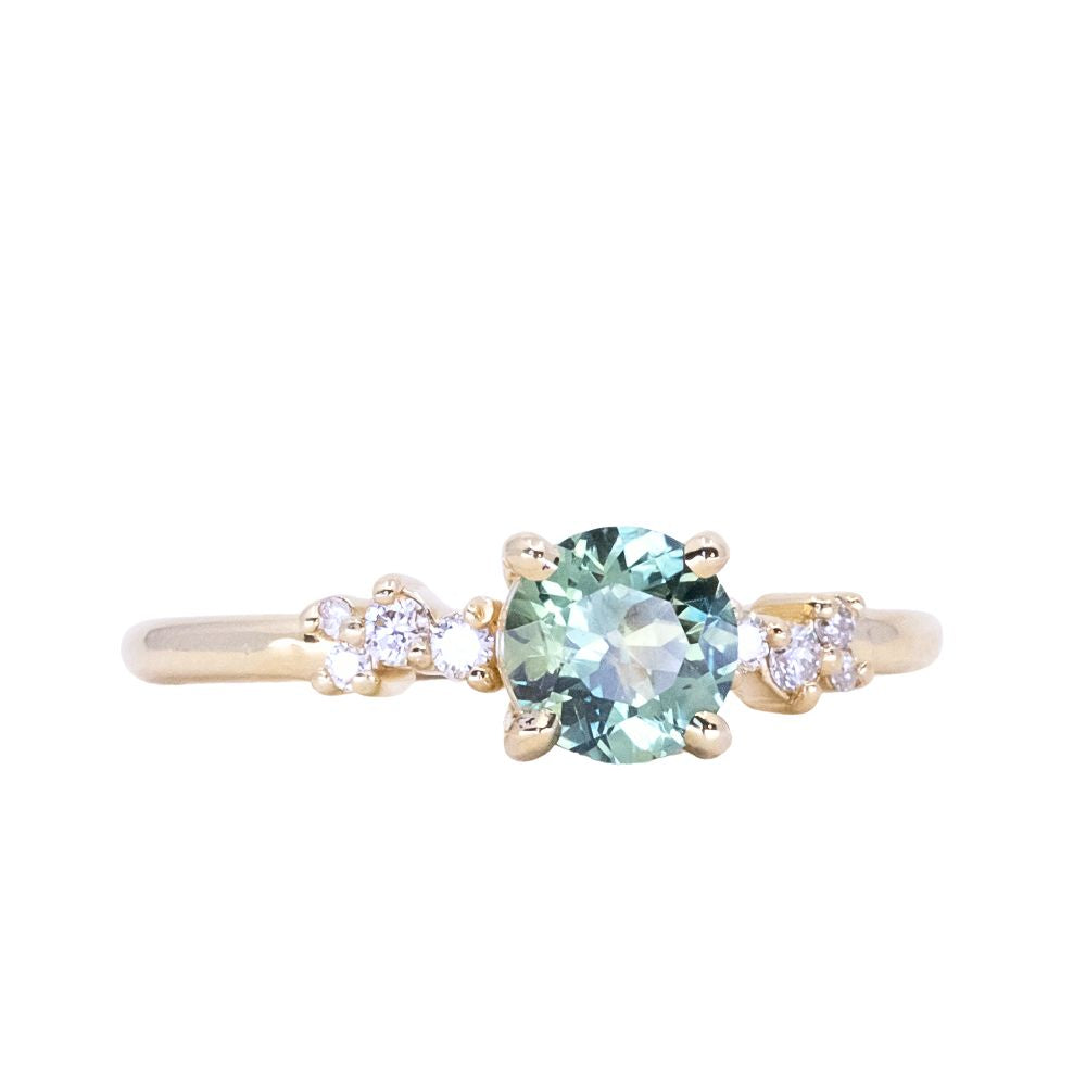 0.99ct Light Blue Green Parti Montana Sapphire and Diamond Starry Nigh – Anueva Jewelry