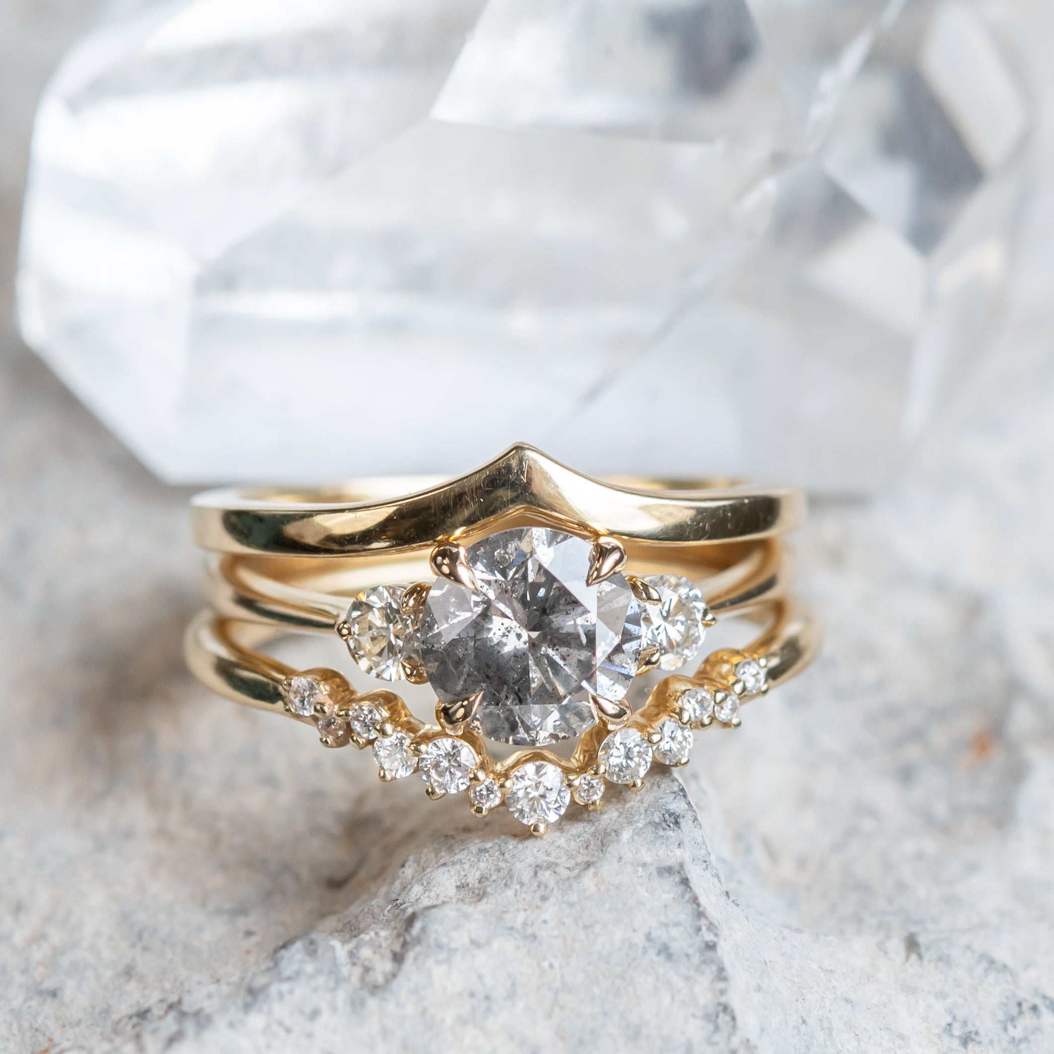 Round Diamond Three Stone Ring - Setting – Anueva Jewelry