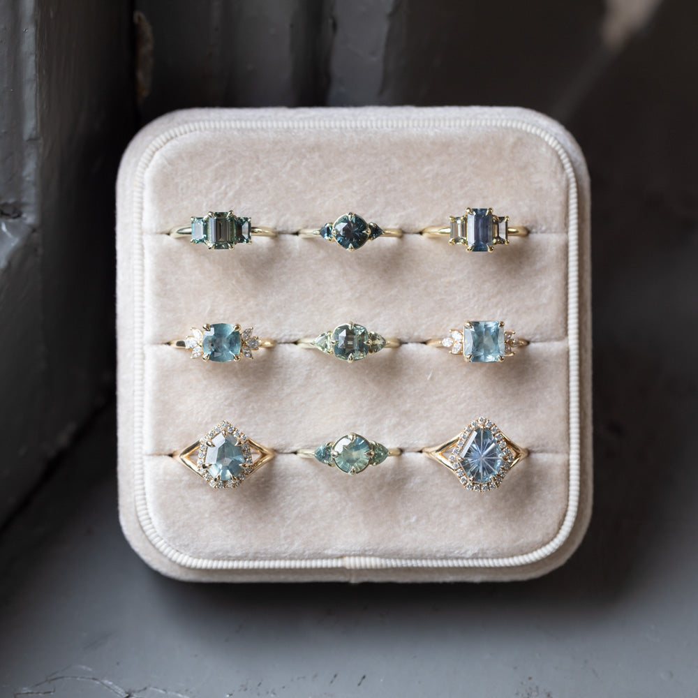 1.22ct Emerald Cut Untreated Montana Sapphire and Montana Sapphire Sid ...