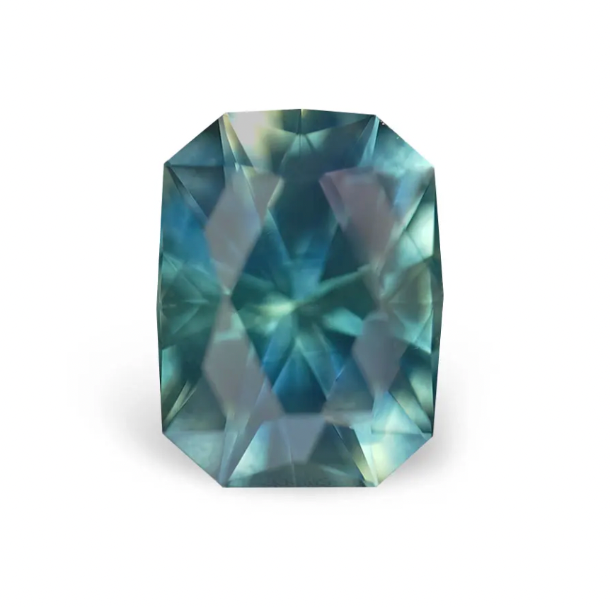1.98CT PRECISION CUT RADIANT MONTANA SAPPHIRE, TEAL BLUE GREEN, 8.1X6. – Anueva Jewelry