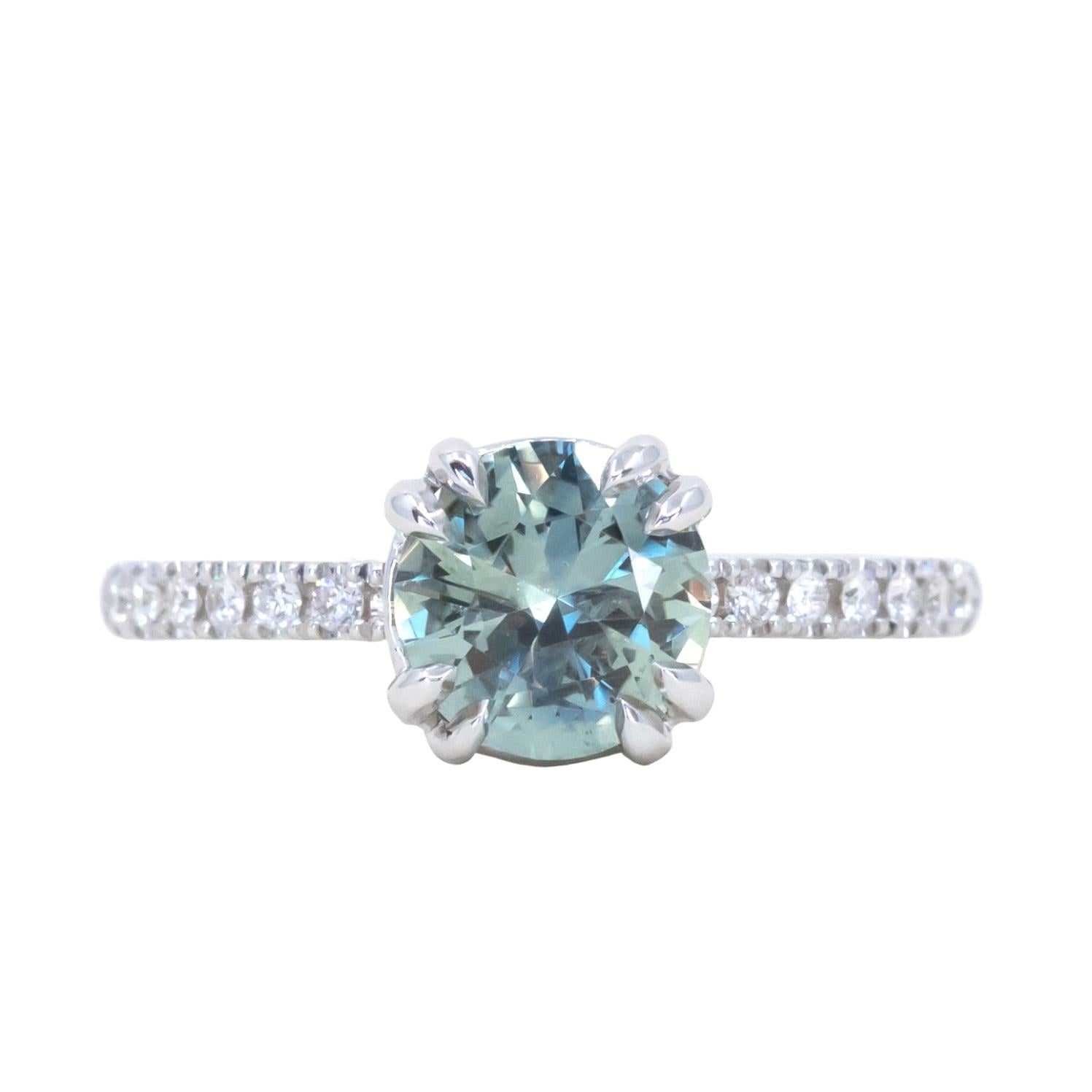 1.39ct Round Montana Sapphire Double Prong French Set Diamond Solitair ...