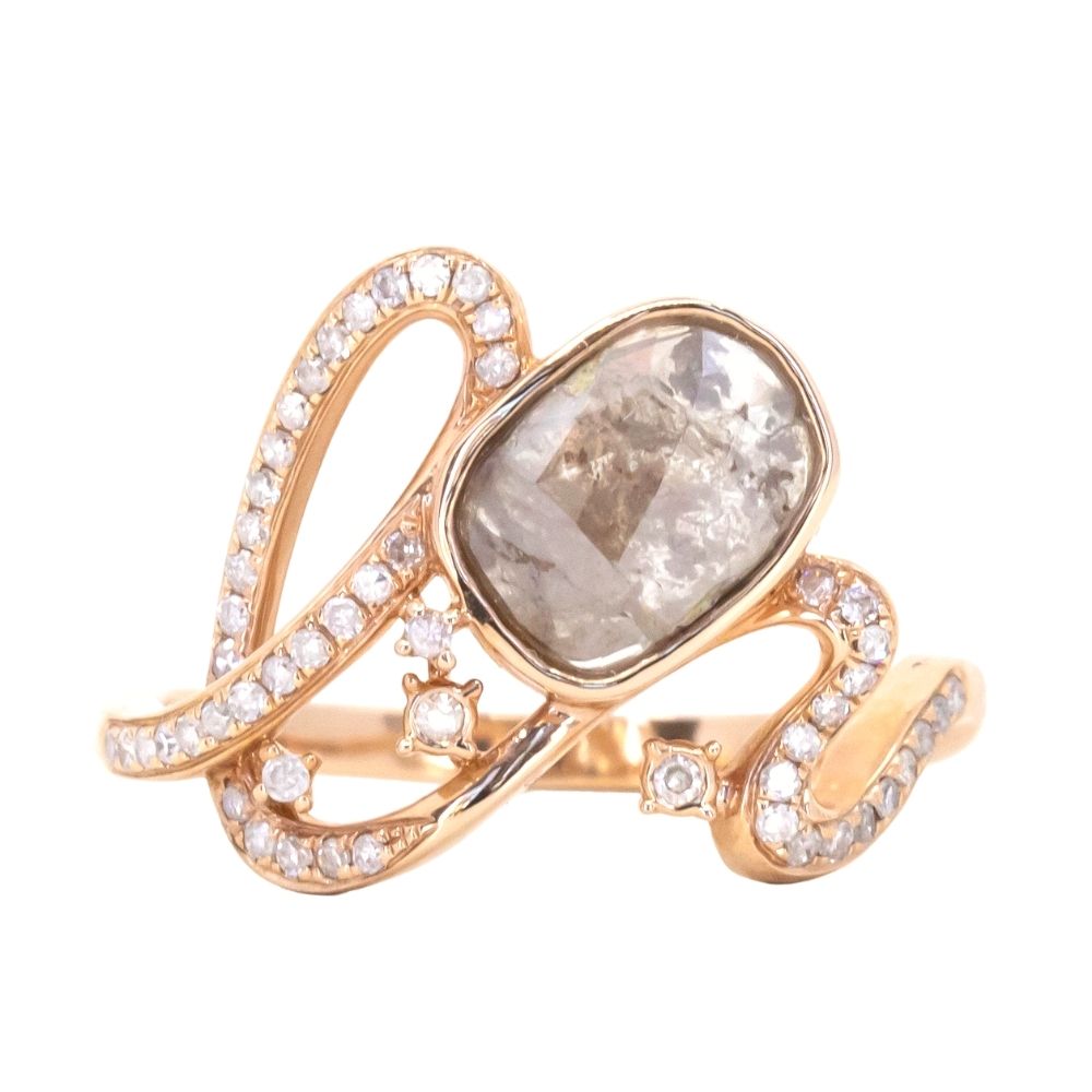 Funky Rustic Diamond Ring in 18k Rose Gold – Anueva Jewelry