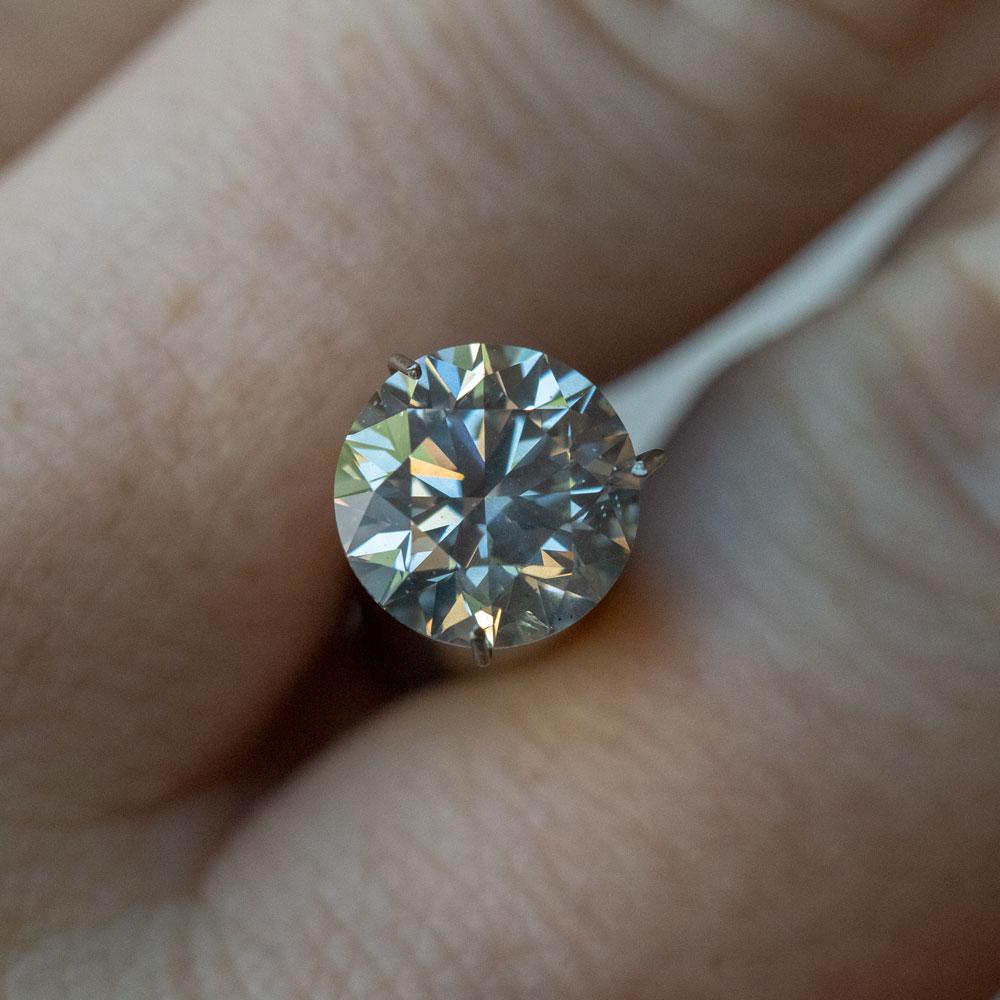 2.41ct Light Grey Diamond Bezel Set Ring with Organic Alluvial Band In ...