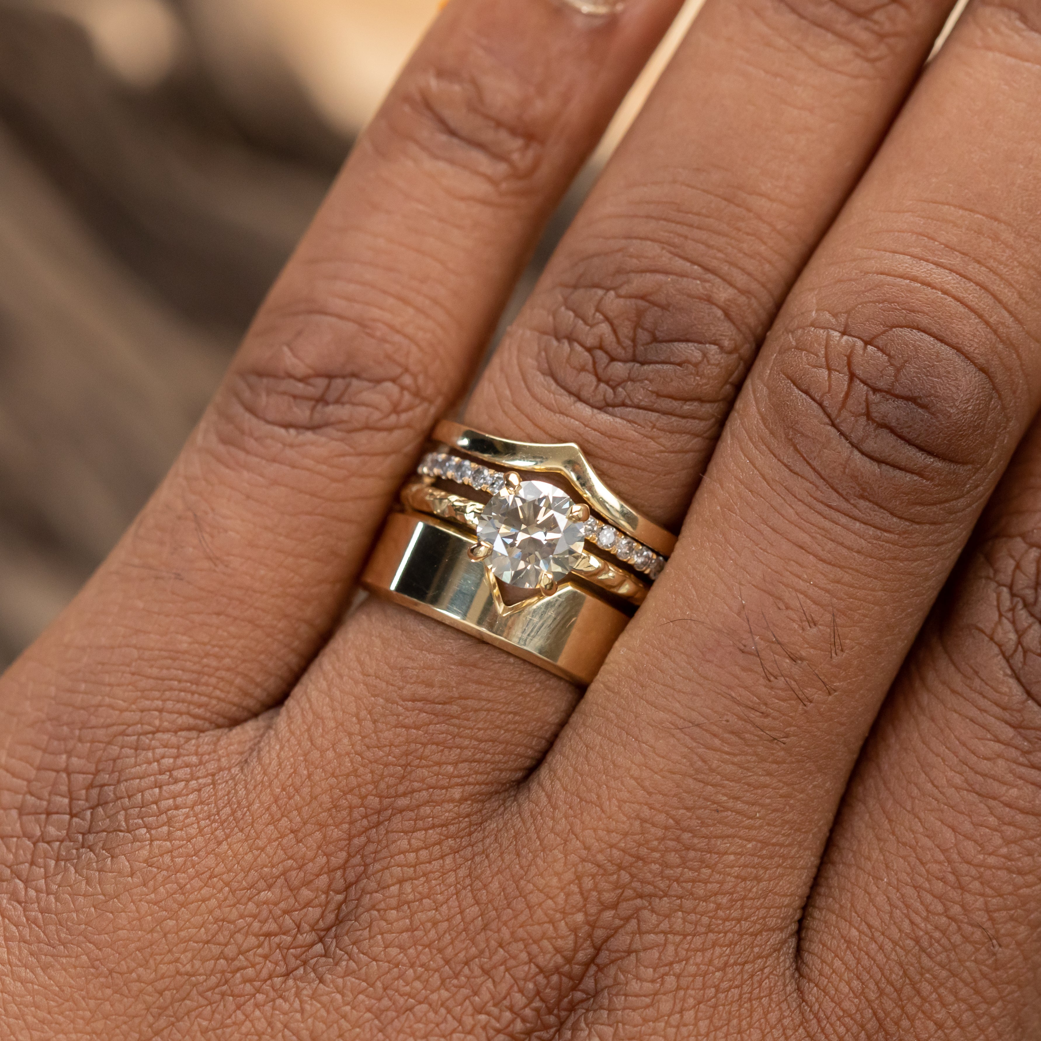 V Contour Wedding Band - Women's Plain V Shaped Curved Wedding Band ...