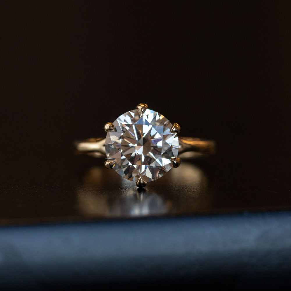 3.14ct Light Champagne Diamond Six Prong Split Shank Solitaire In 14k – Anueva Jewelry