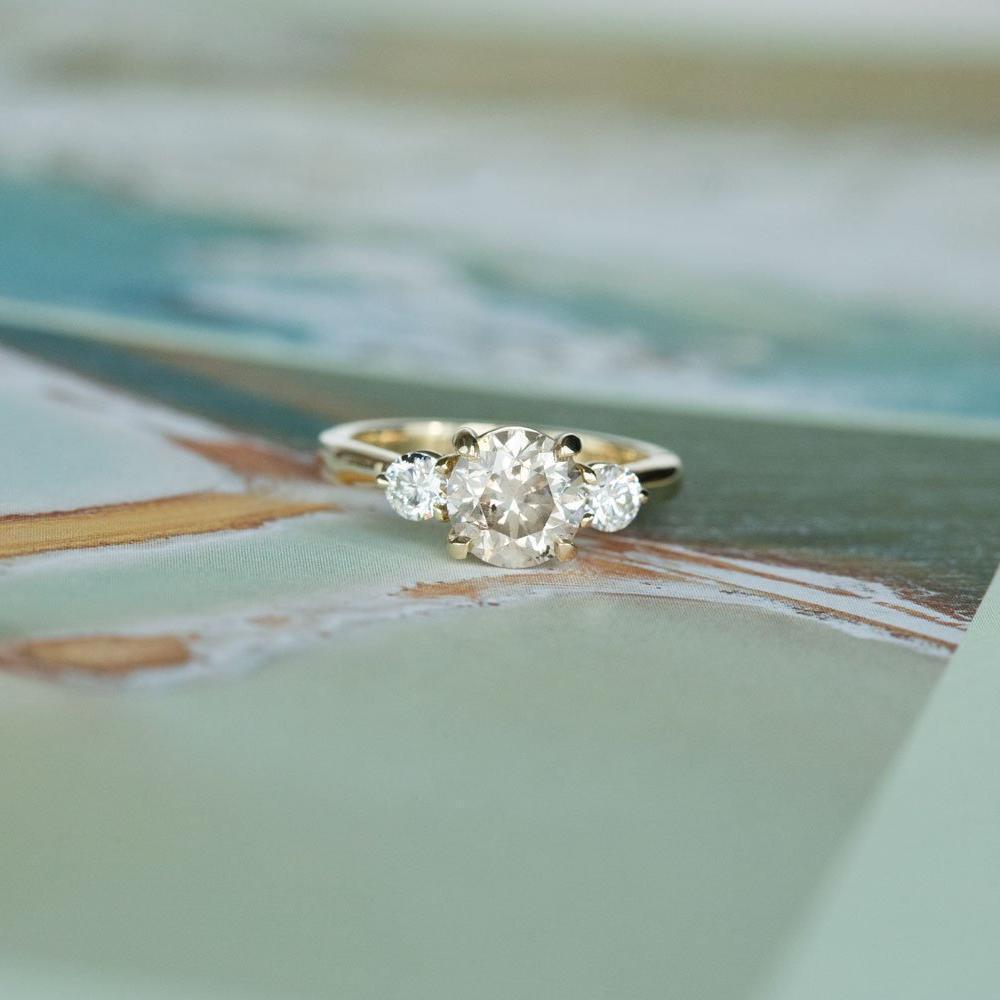 Round Diamond Three Stone Ring - Setting – Anueva Jewelry