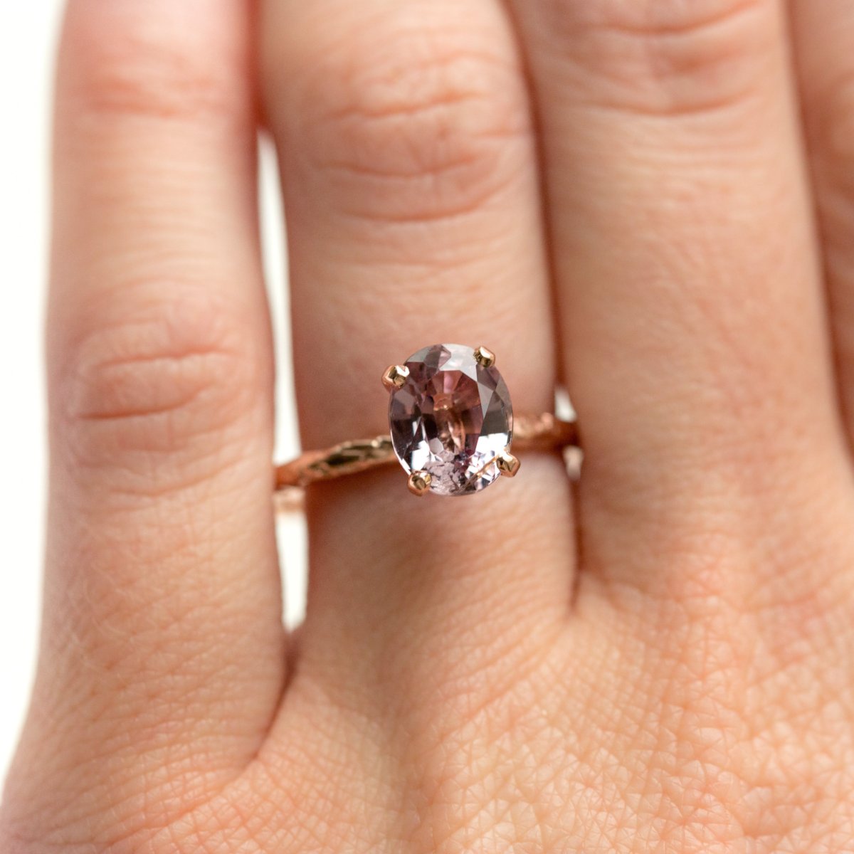 2.33ct Oval Pink Spinel Rose Gold Ring - Hand Carved 4-prong Solitaire ...